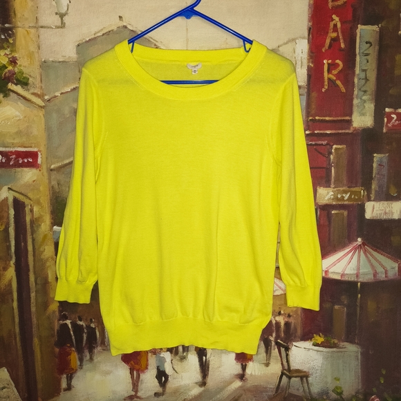 J. Crew | Sweaters | J Crew Womens Sunny Yellow Crew Neck Sweater ...